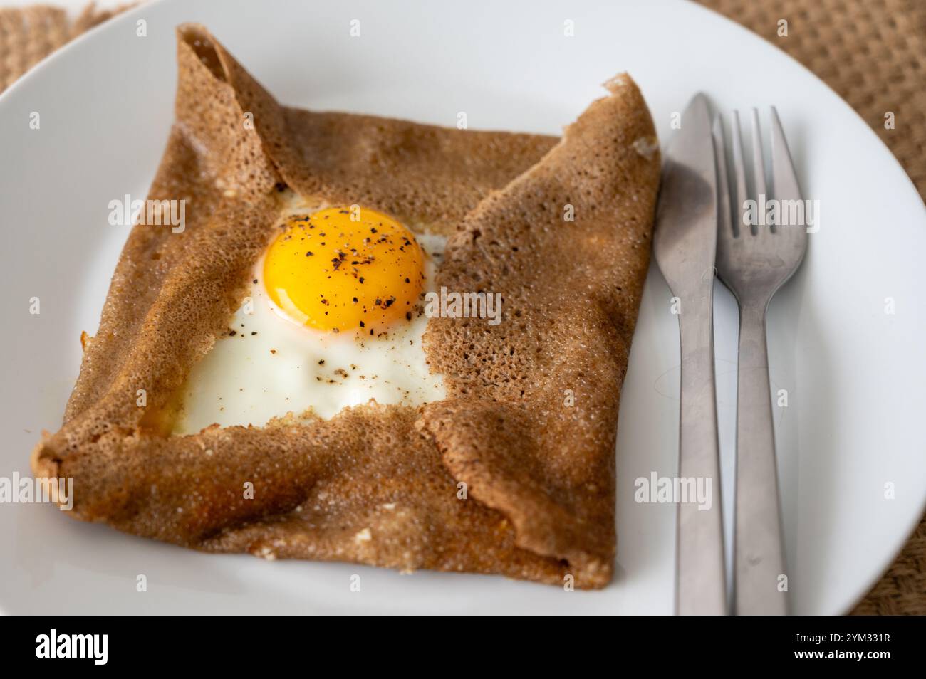 Galettes pancakes from Brittany made with buckwheat flour and served ...