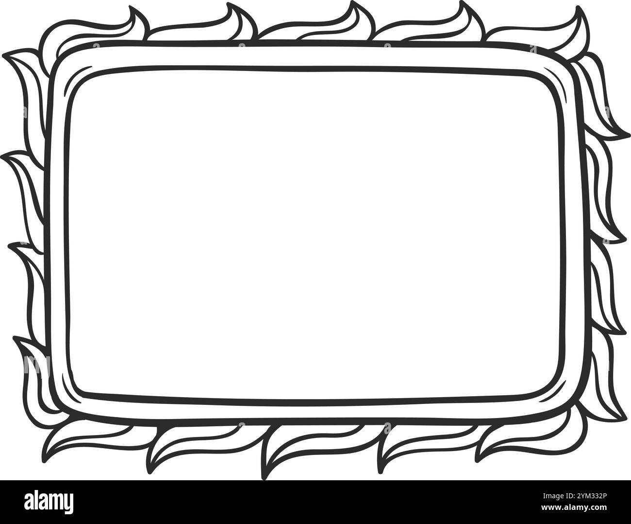 Hand drawn rectangular frame featuring rounded corners and a decorative ...