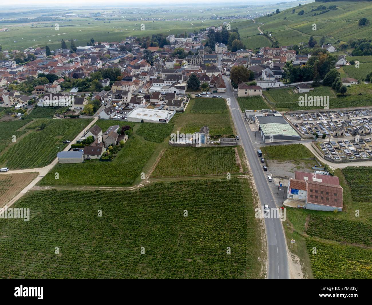 Aerial view on grand cru vineyards near Cramant and Avize, region ...