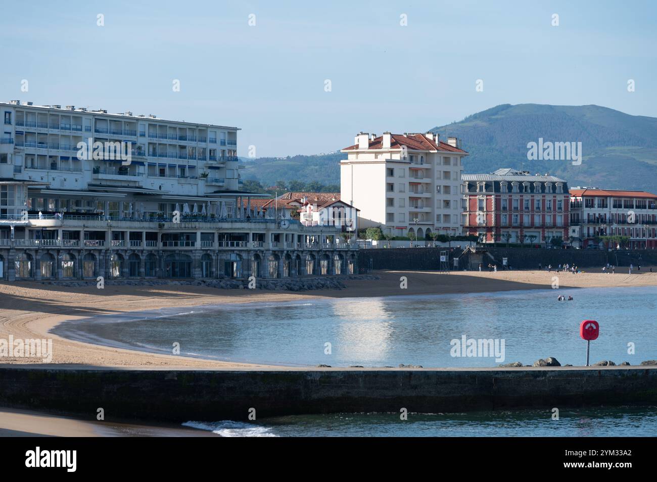 White houses and villas of Saint Jean de Luz town on Basque coast ...