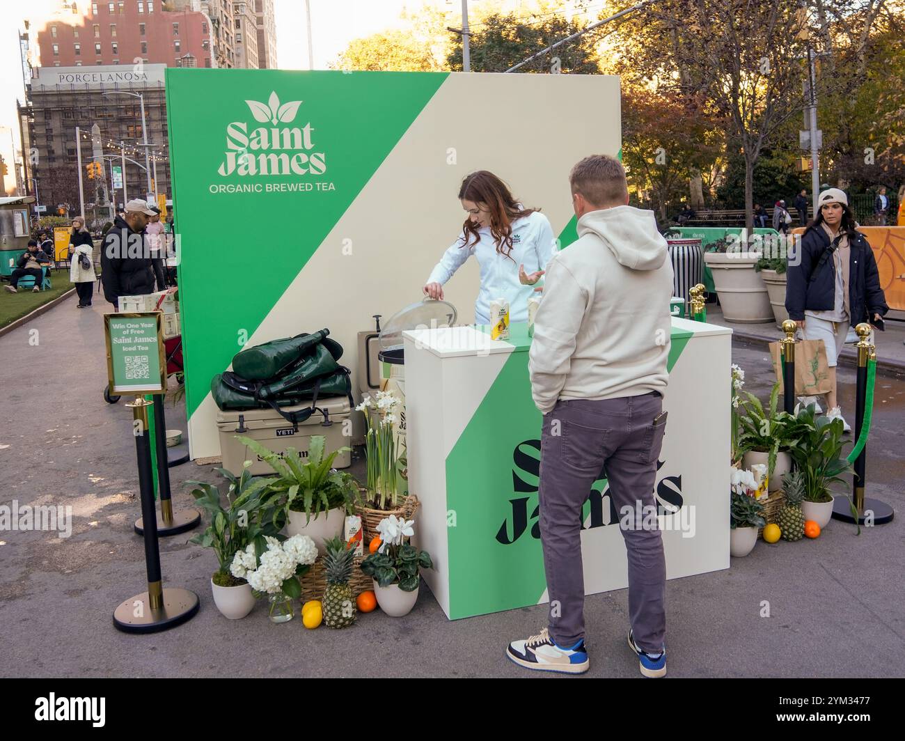 Brand activation of St. James Organic Brewed Tea in Flatiron Plaza in ...