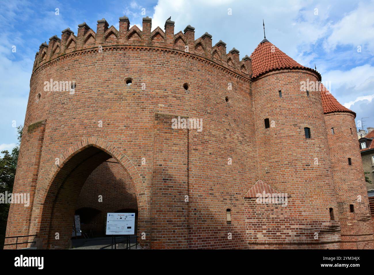 Barbican, barbakan warszawski, old town city wall, Warsaw, Poland ...
