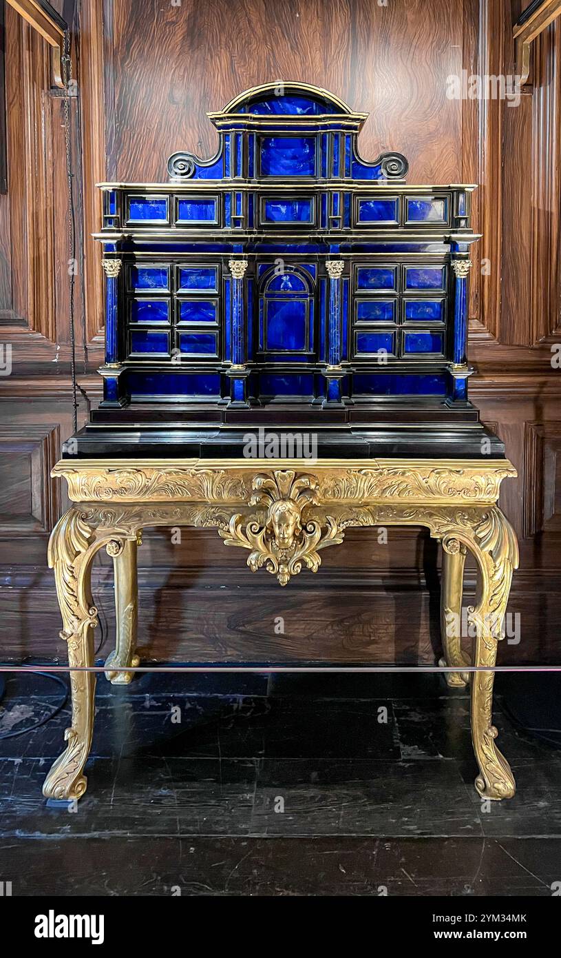 Antique ornate blue cabinet Stock Photo - Alamy