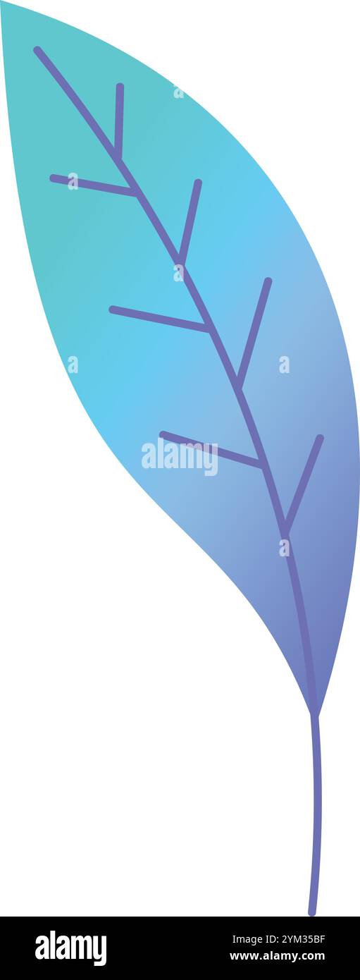 Gradient leaf with purple veins on white, symbolizing nature and growth ...