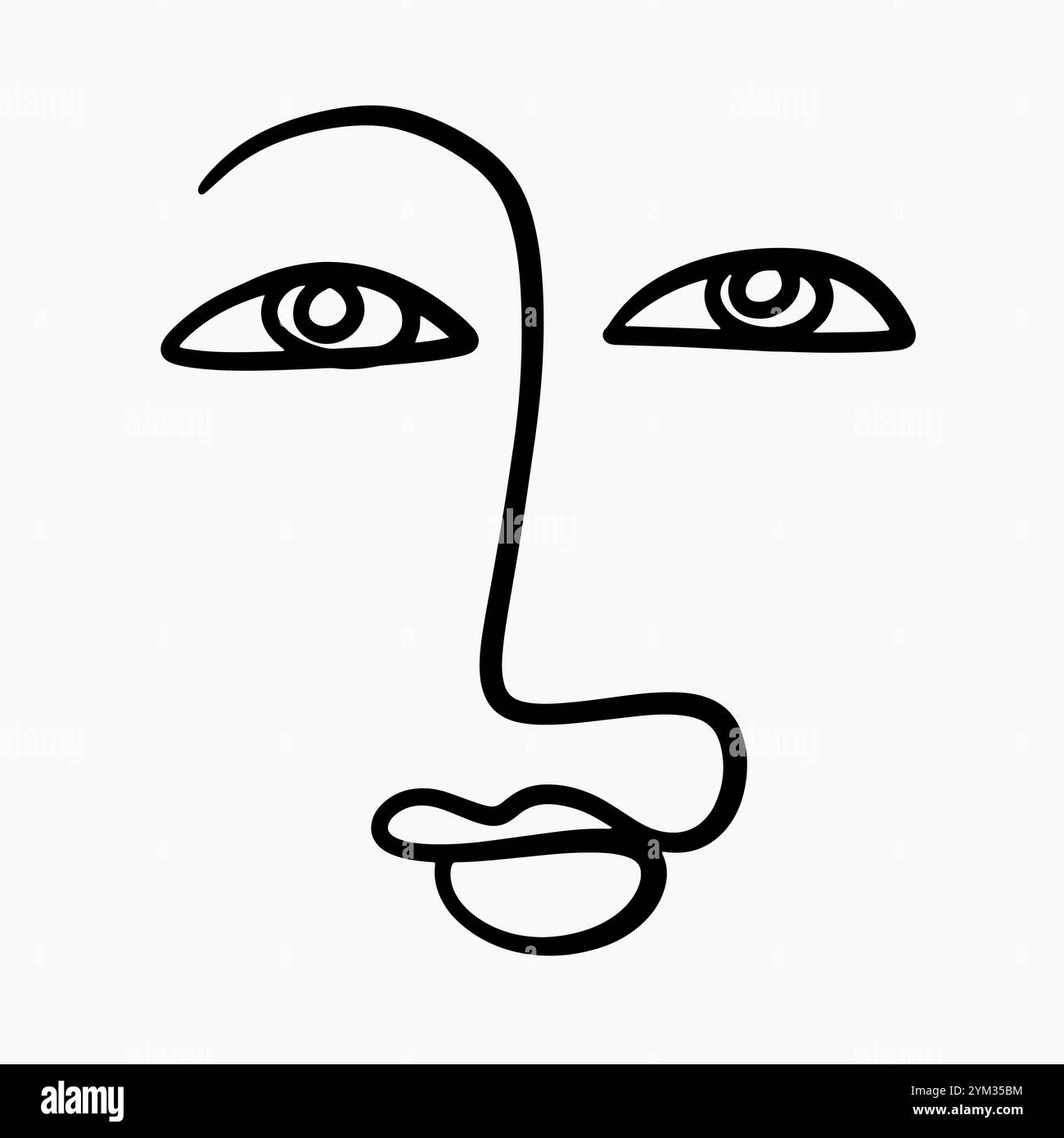 Abstract one line drawing woman face portrait logo Stock Vector Image ...