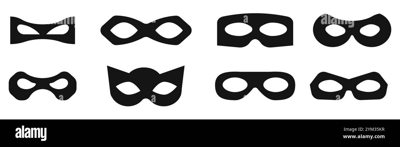 Incognito mask, villain or robber hide face element, black silhouette ...
