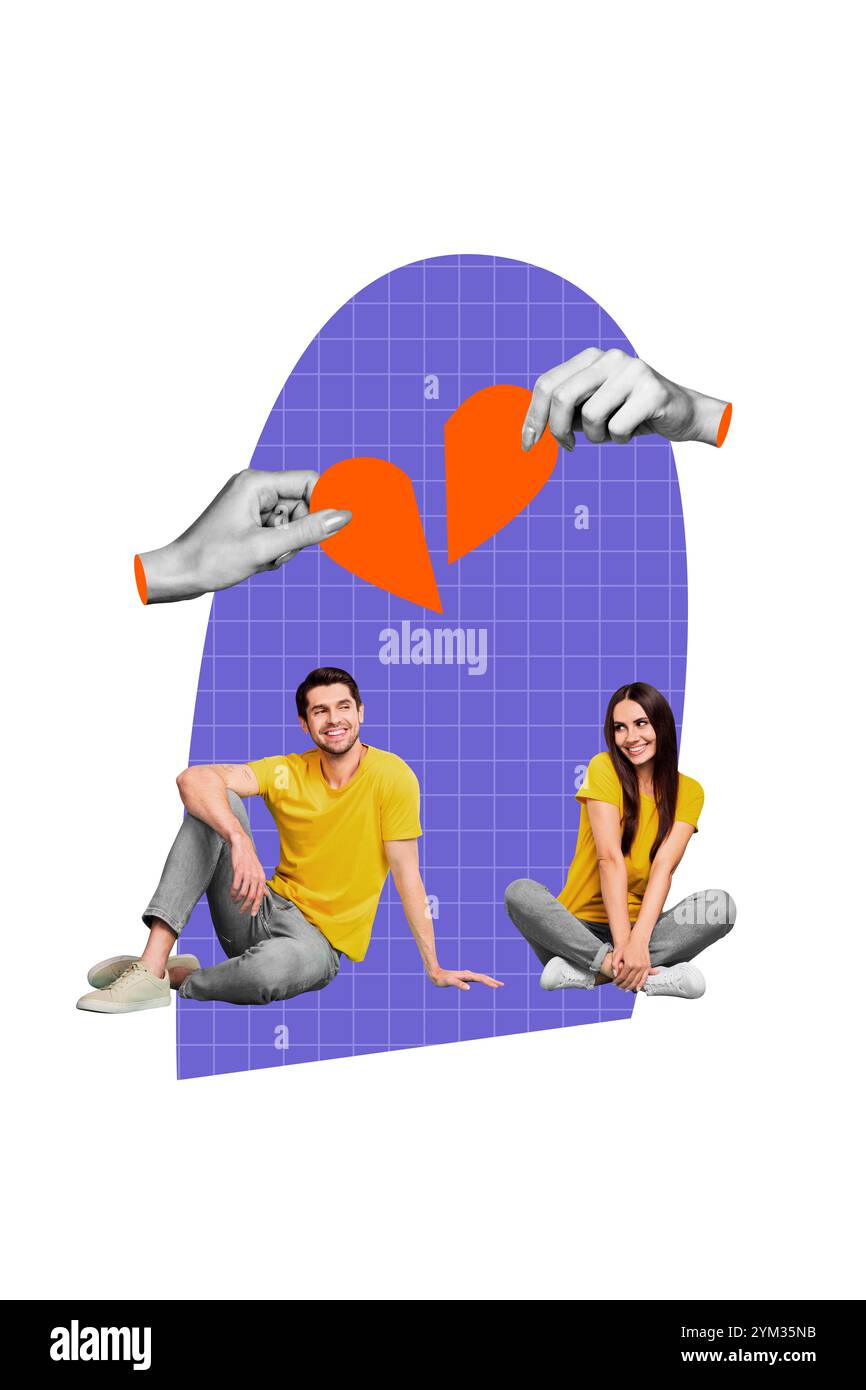 Trend artwork poster composite sketch image collage of couple young ...