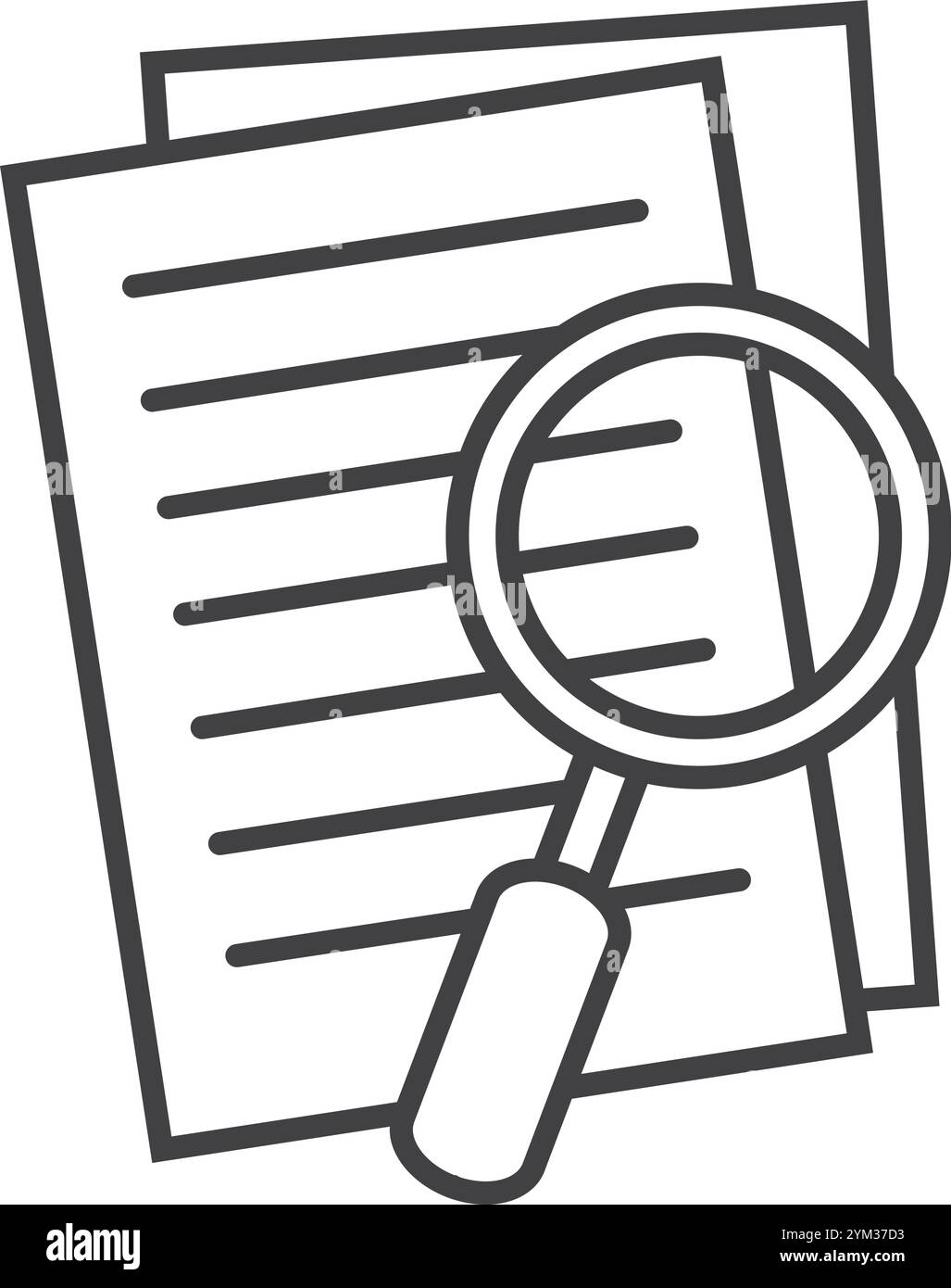 Magnifying glass hovering over documents, symbolizing audit ...