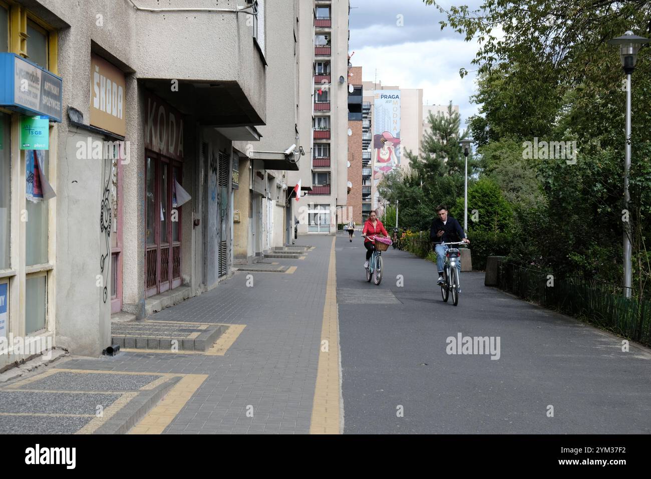 Warsaw, Poland - August 8, 2023. City view and urban road in Praga ...