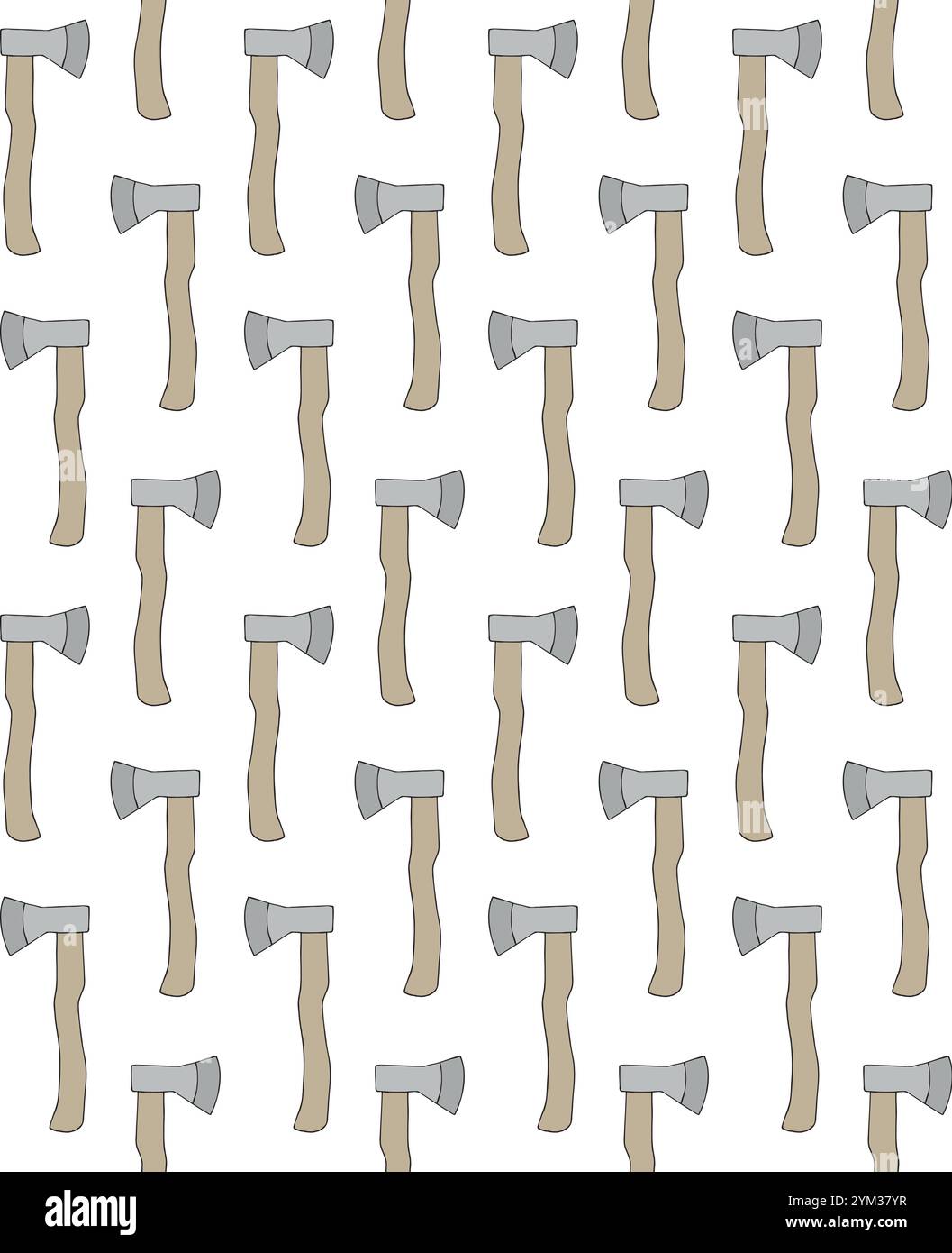 Vector seamless pattern of hand drawn sketch doodle colored axe ...