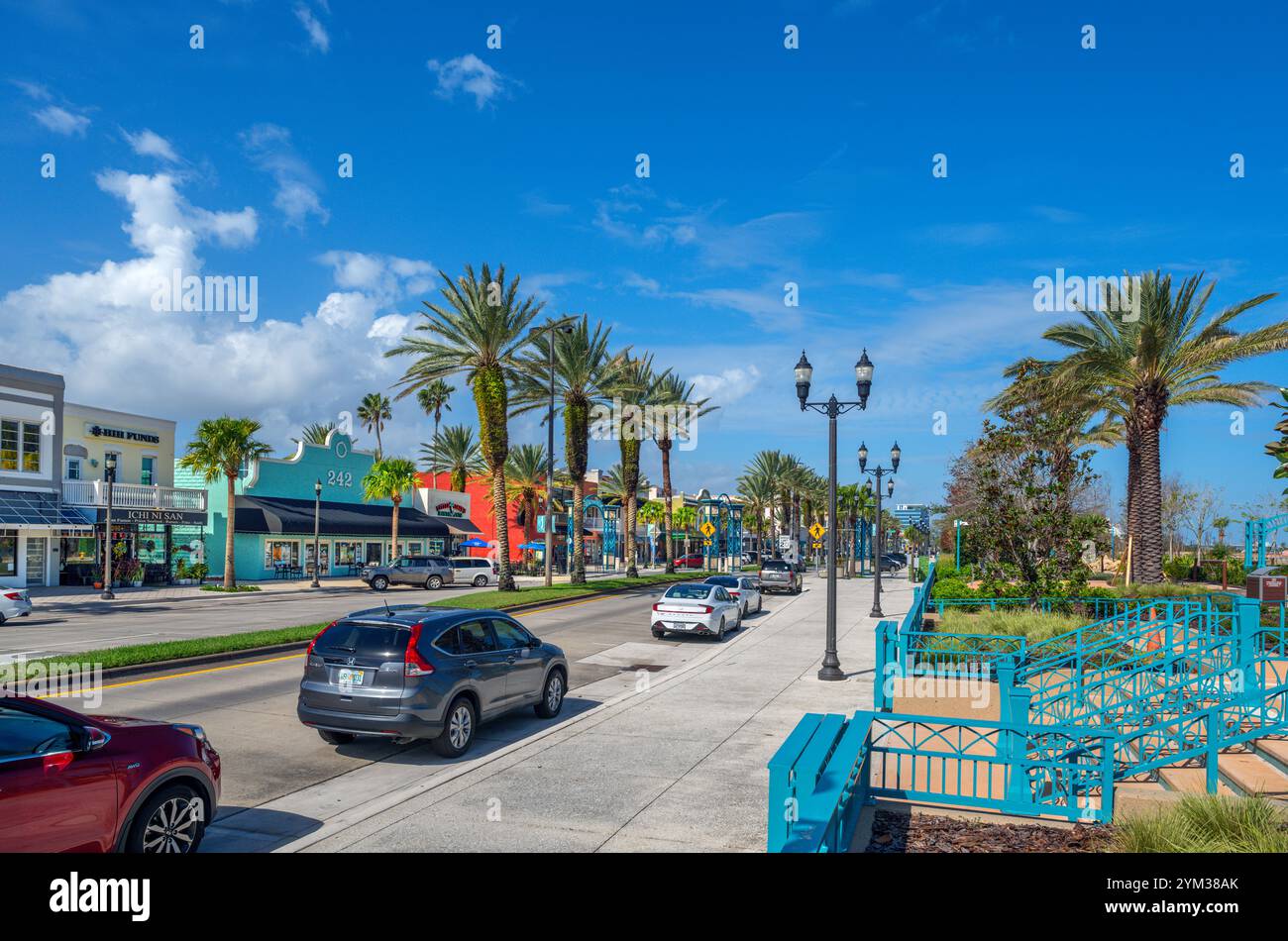 Shops and restaurants on South Beach Street near Riverfront Park ...