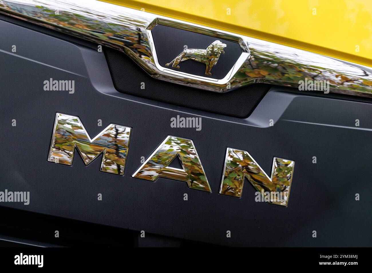 Munich, Germany. 10th Nov, 2024. Logo of MAN Truck & Bus SE on a truck ...