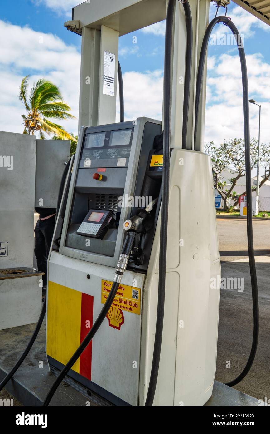 Mauritius, 10MAY2024 - Shell gasoline pump at a filling station Stock ...