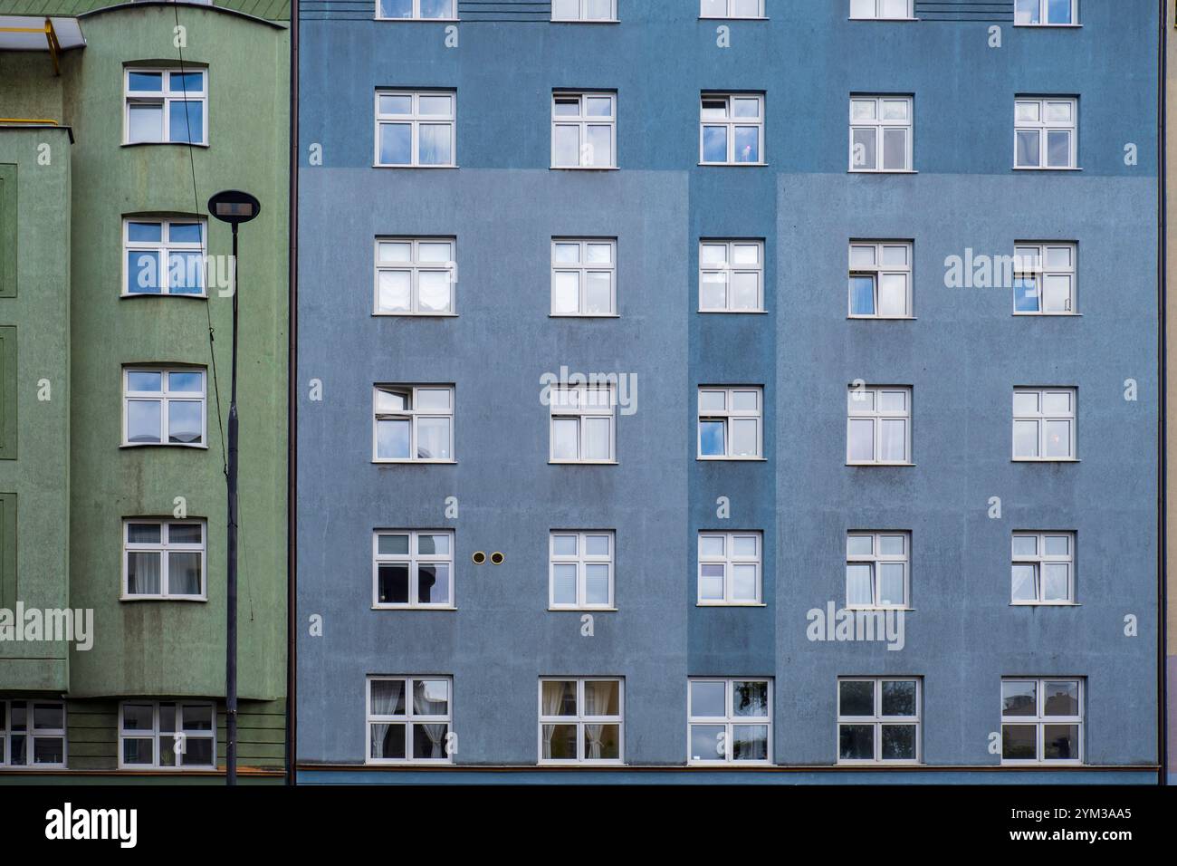 Architectural view of facade building in Praga district, Warsaw ...