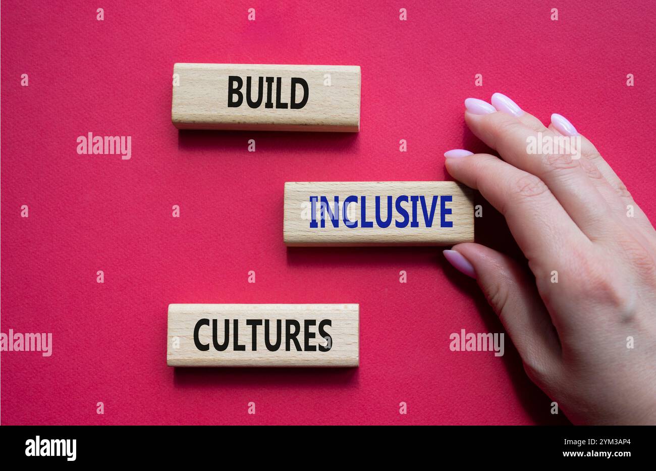 Build Inclusive Cultures symbol. Wooden blocks with words Build ...