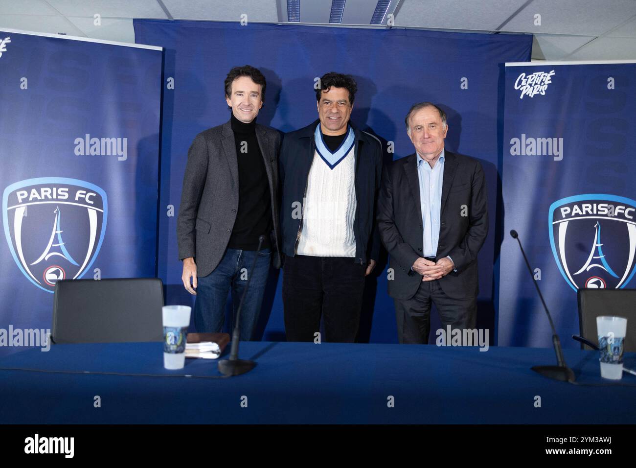 Paris FC's president Pierre Ferracci and representative of the Agache ...