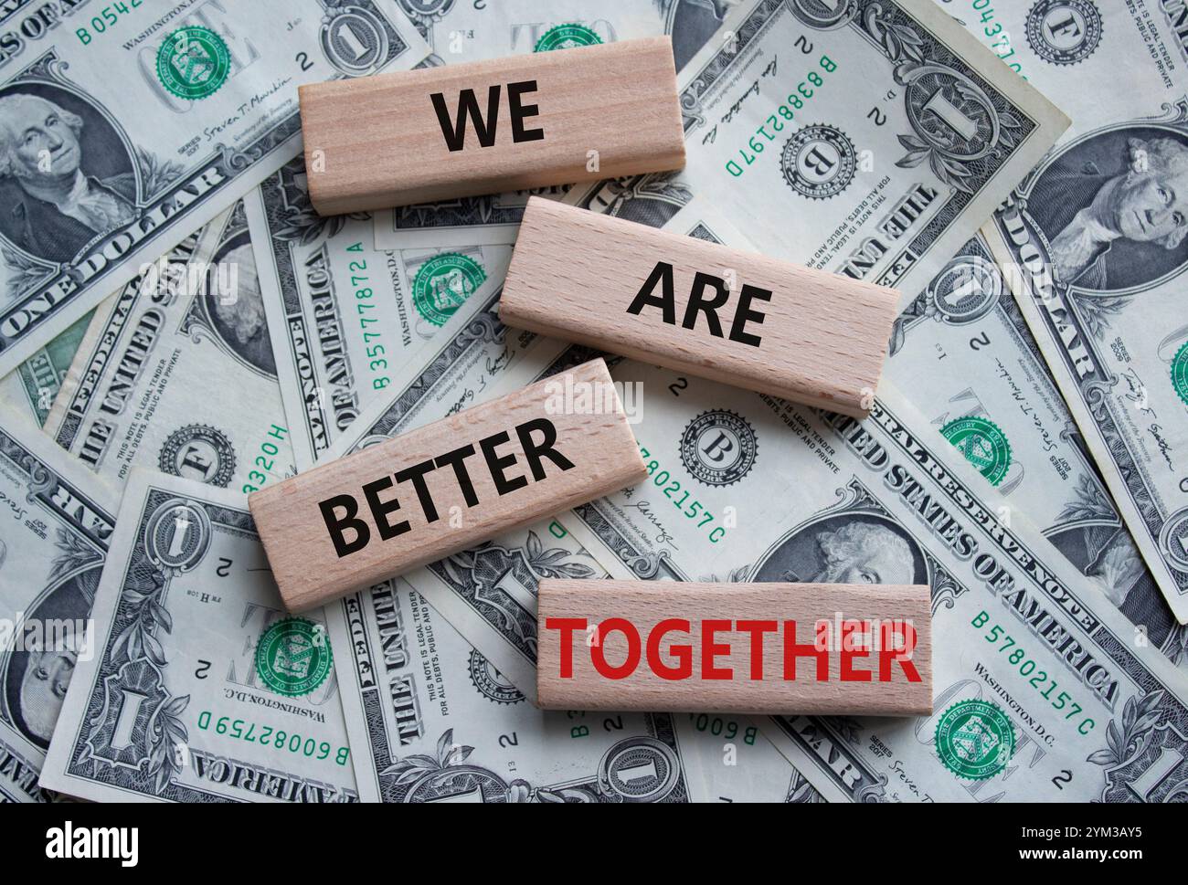We are better together symbol. Wooden blocks with words We are better ...