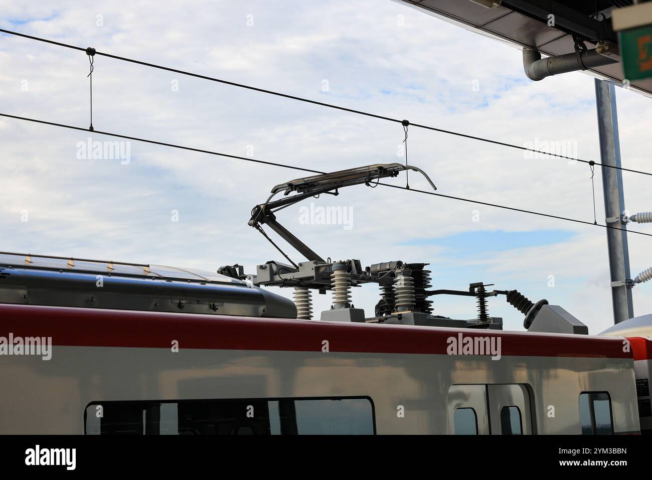electric-rod pantograph of an electric train connecting the train to ...