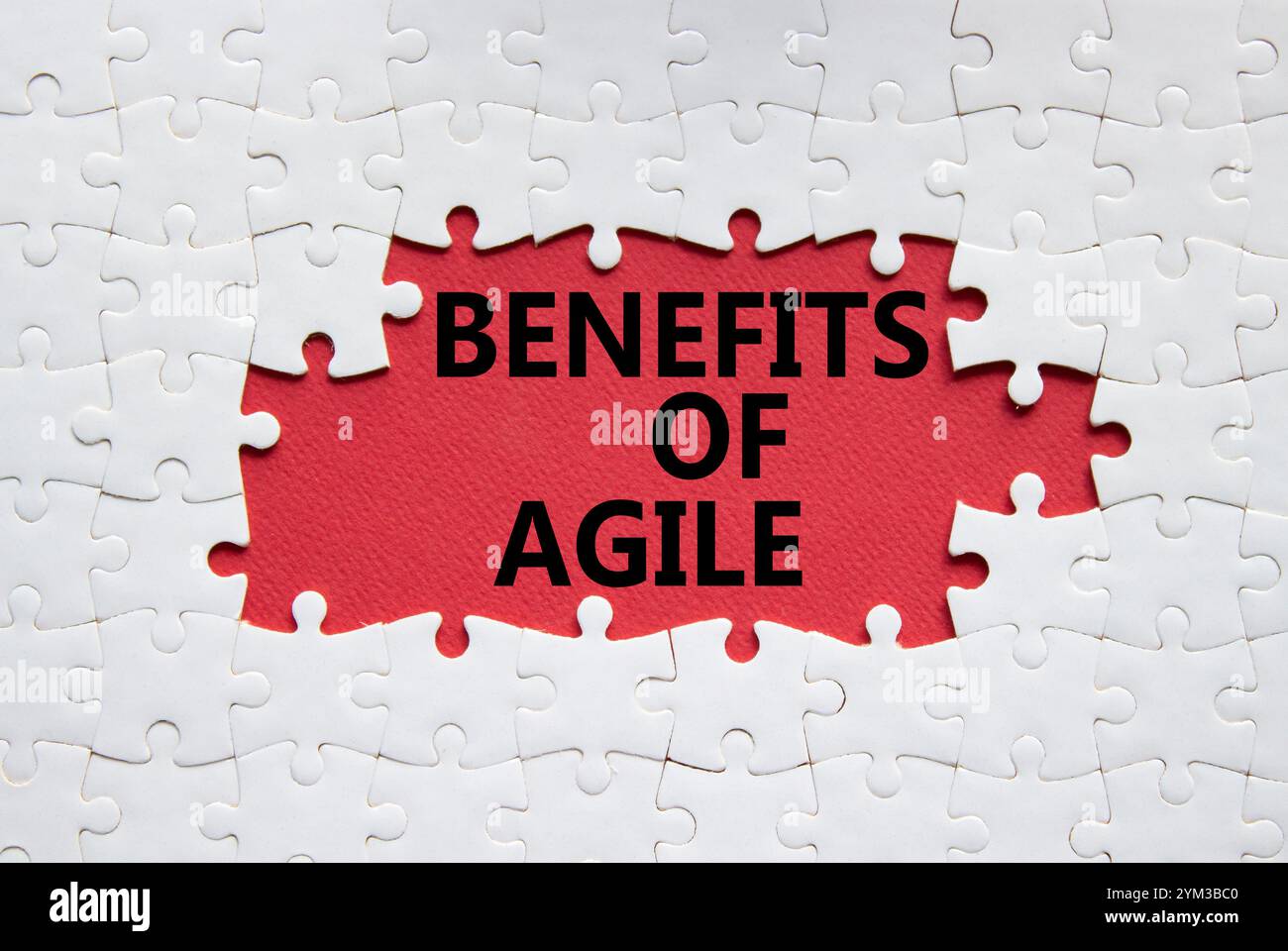 Benefits of Agile symbol. White puzzle with words Benefits of Agile ...