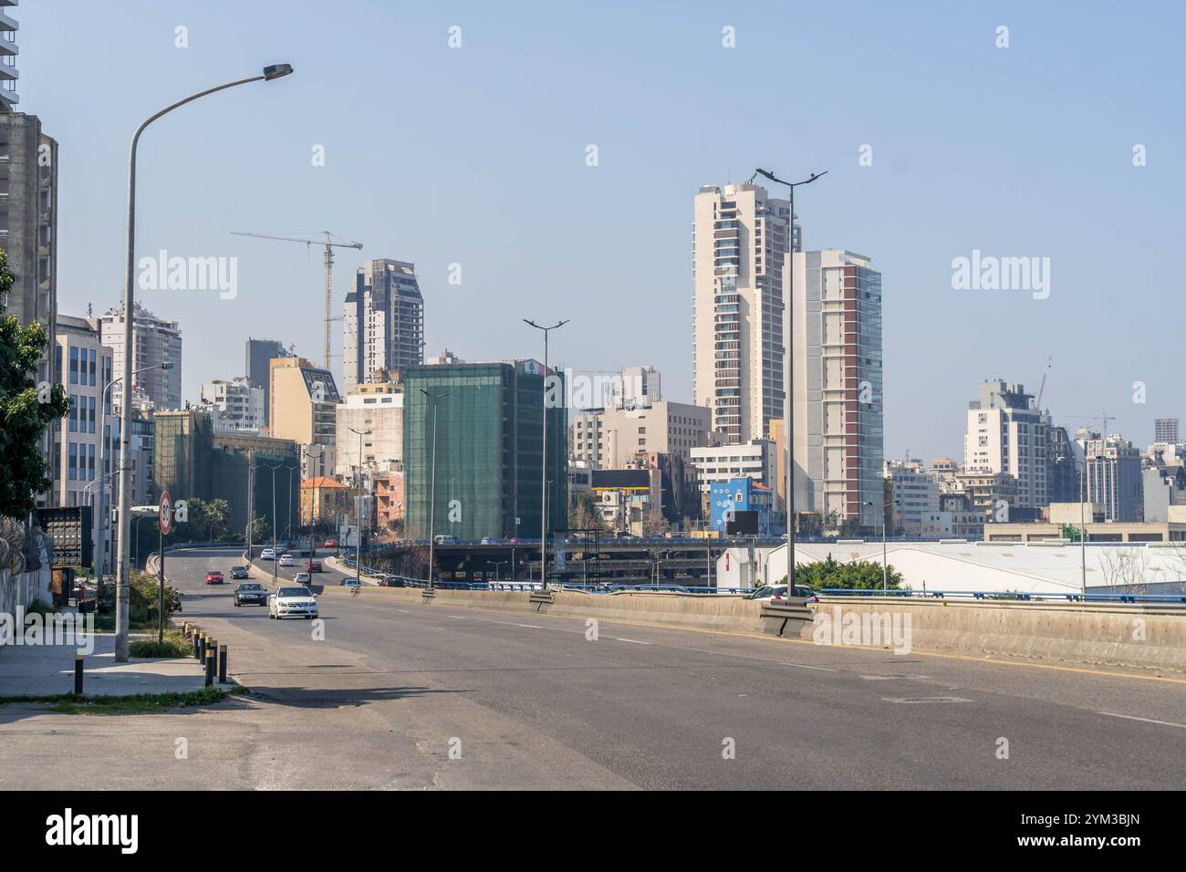 The traffic on the road in downtown Beirut, the capital of Lebanon ...