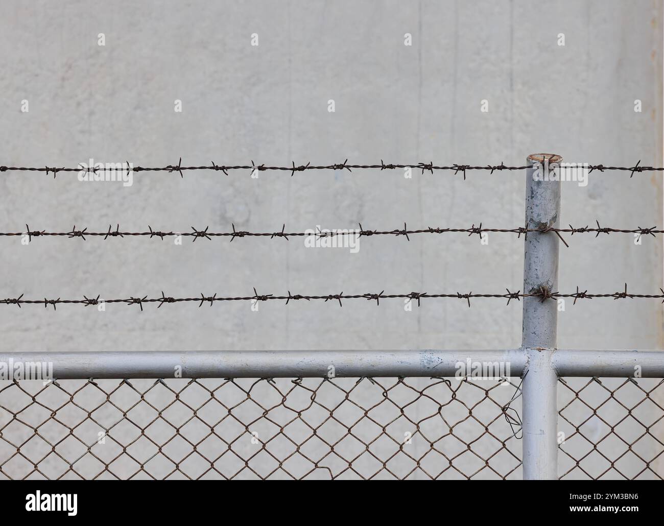 fence with Barb wire, metal chain with spike for safety and security ...