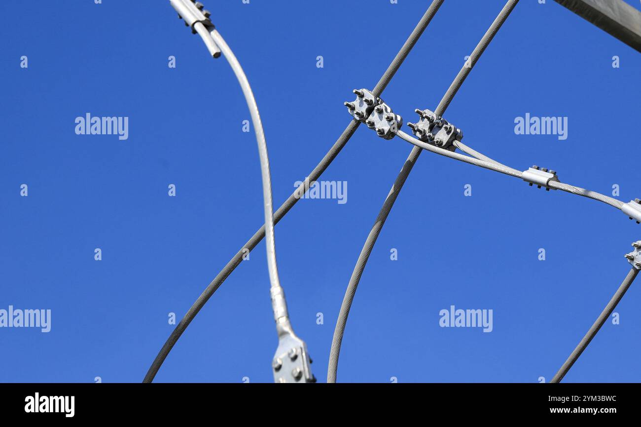 Connected high voltage power cables on High voltage post or High ...