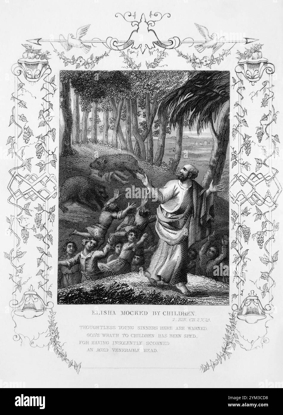 Steel Engraving of Prophet Elisha who was going upto the City of Bethel ...