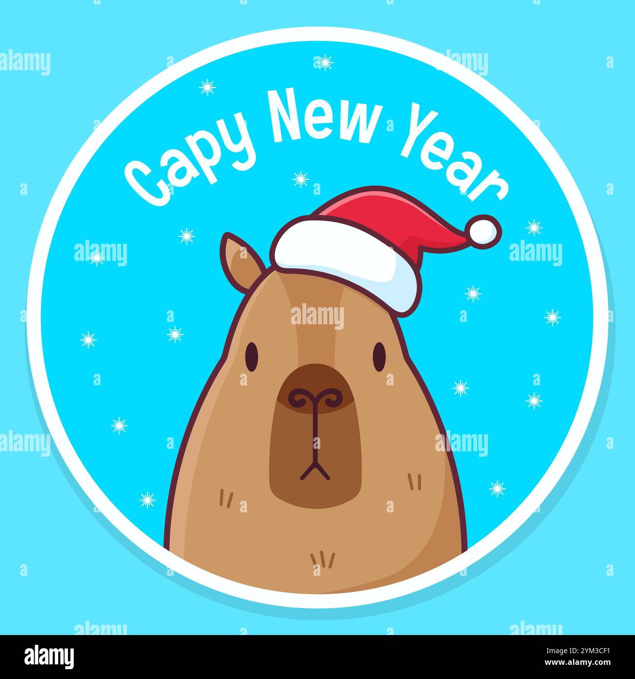 Cute capybara in Santa Claus hat. Christmas and New Year design ...