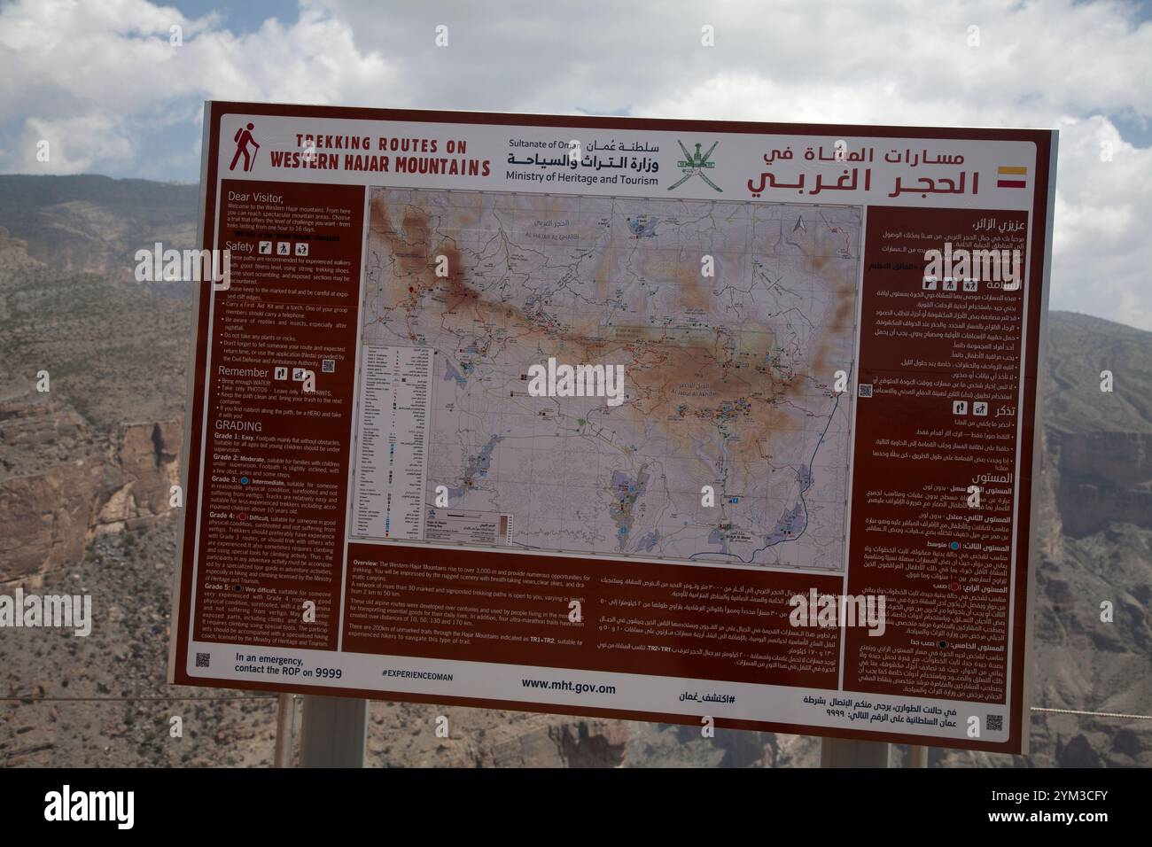 map of trekking routes on western hajar mountains jabal shams oman ...