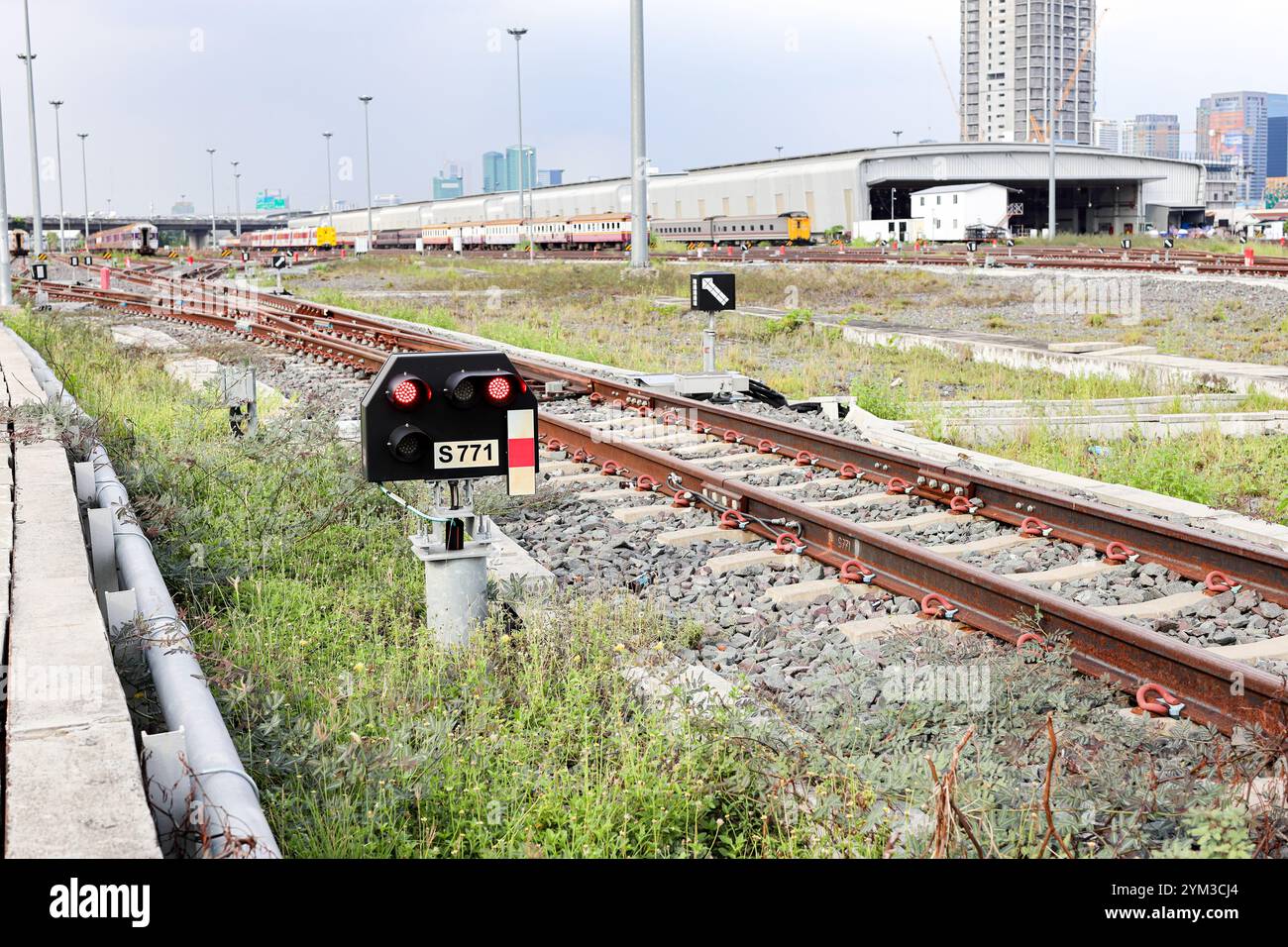 signaling device or traffic light signal on railway, near junction or ...