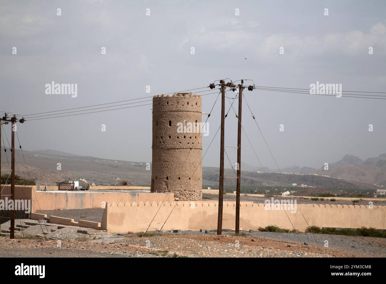 watchtower wadi ghul hajar mountains al hamra oman middle east Stock ...