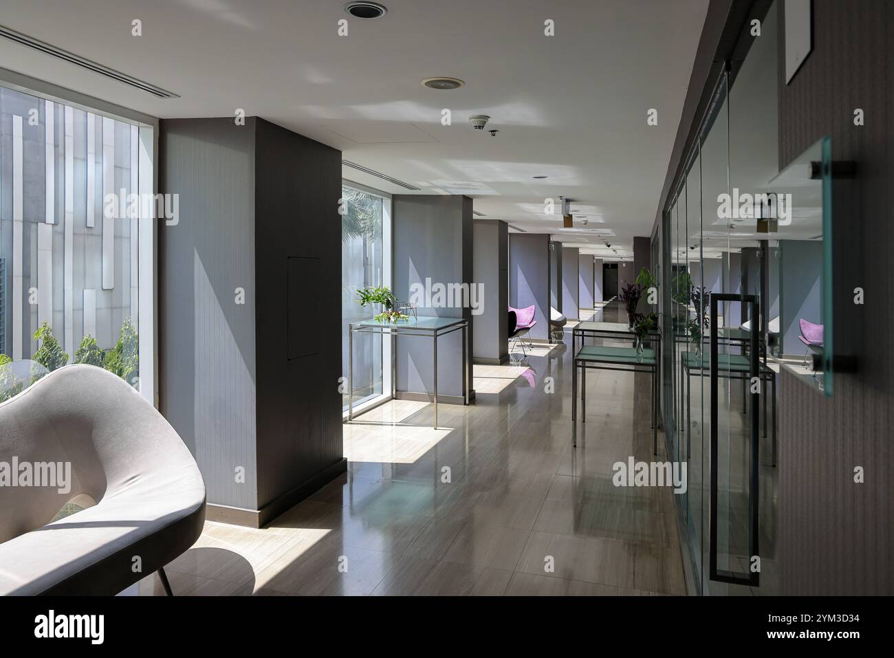The beautiful and modern corridor or hallway of modern building. Cozy ...