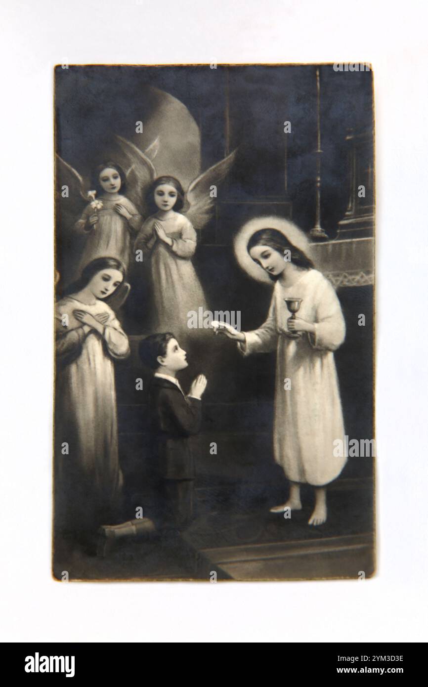 Vintage Prayer Card Depicting Jesus Christ Performing the First ...