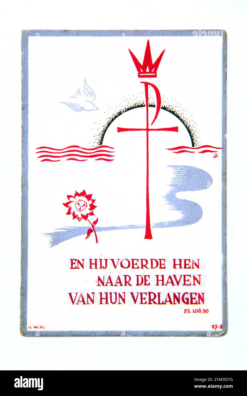 Vintage Dutch Prayer Card for a Remembrance Featuring the Chi Rho Stock ...