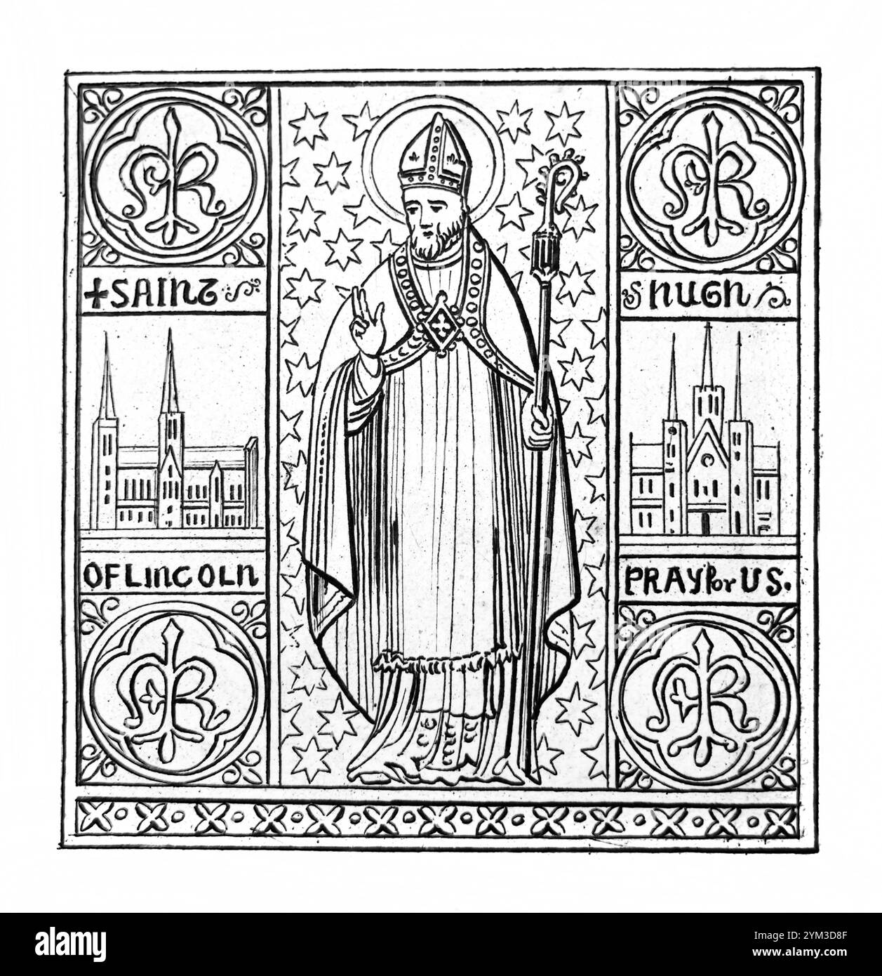 Black and White Illustration of Saint Hugh of Lincoln a 12th Century ...