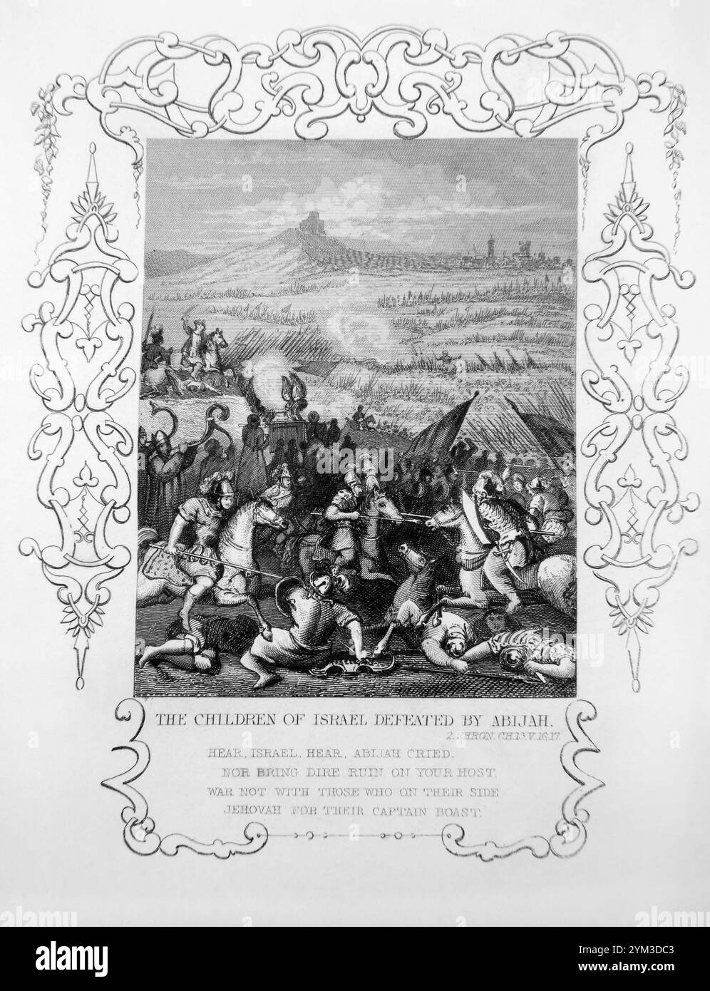 Steel Engraving of The Children of Israel Defeated by Abijah (2 ...