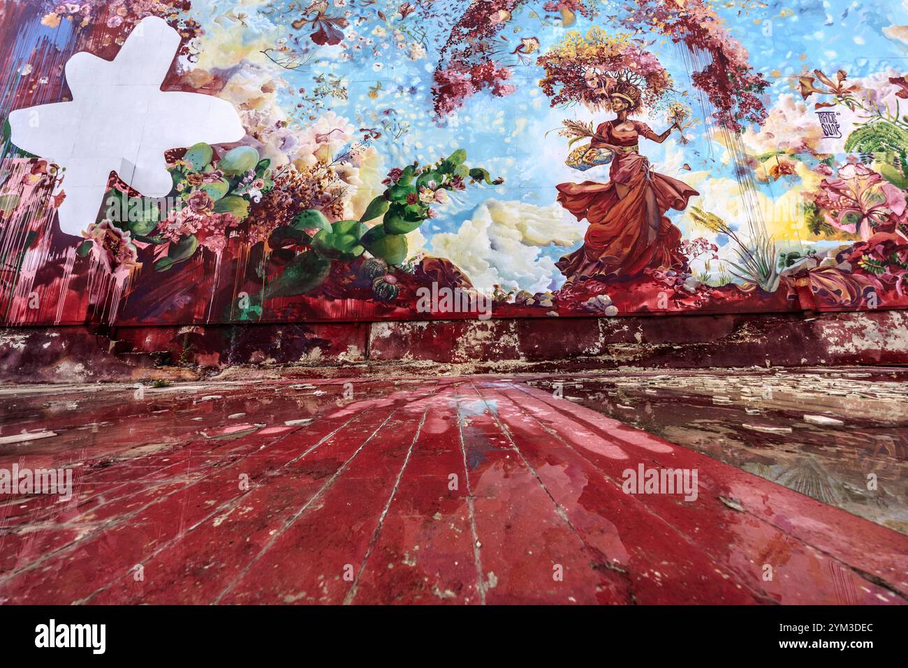 Huge mural Djosa by Francis Sling in Willemstad. The artist writes ...