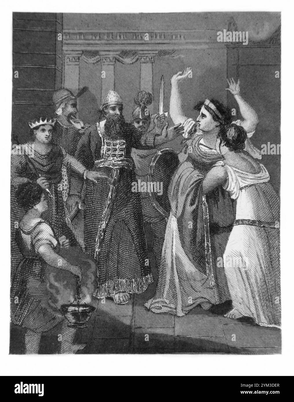 Steel Engraving of Athaliah in Dismay over the Coronation of Joash by ...