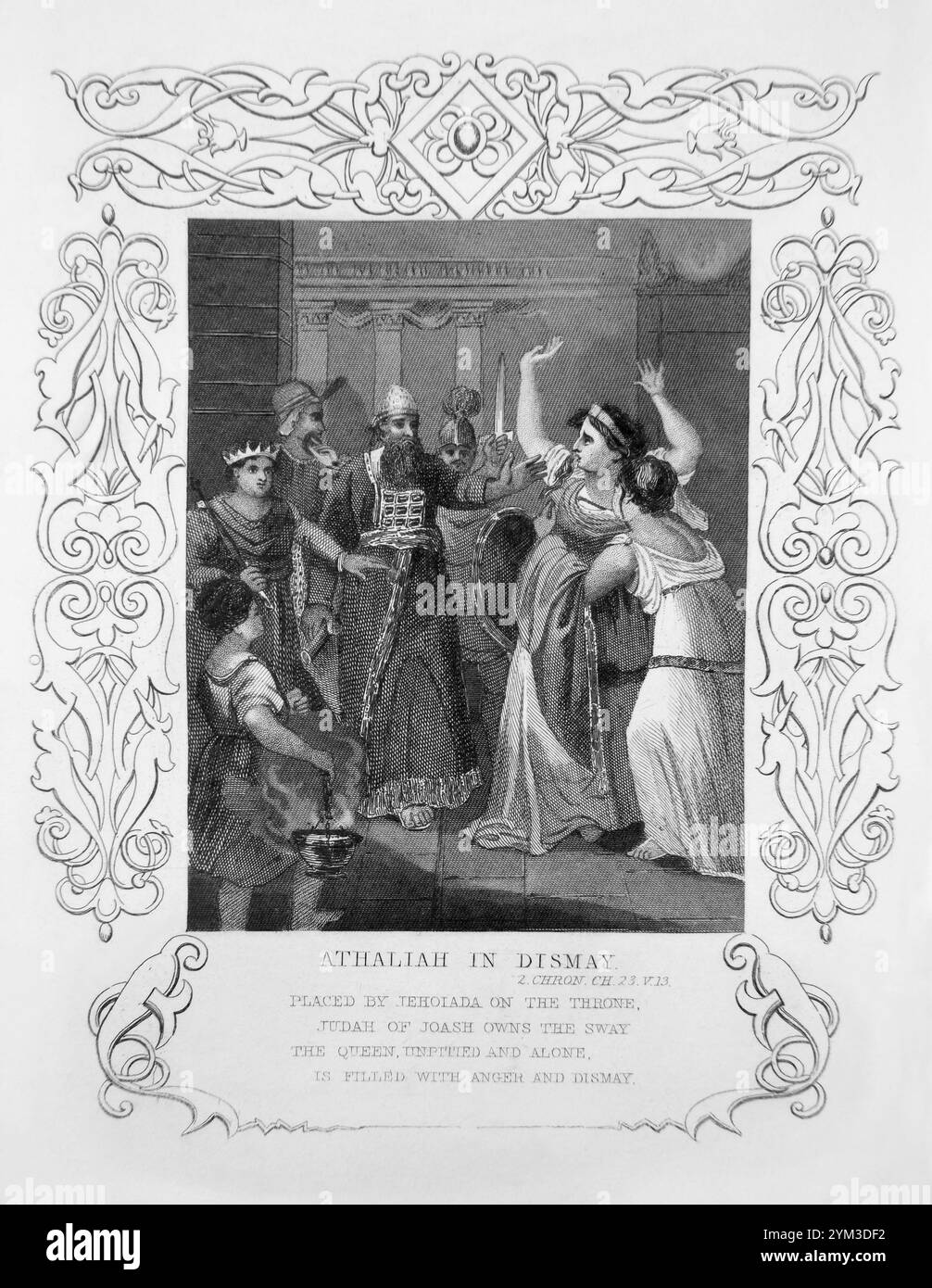 Steel Engraving of Athaliah in Dismay over the Coronation of Joash by ...