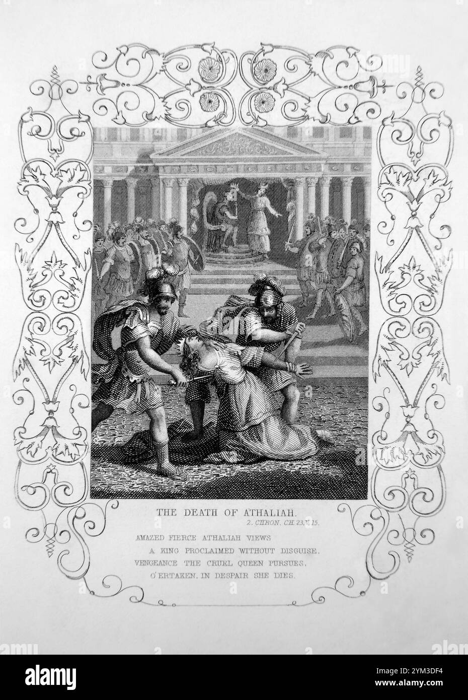 Steel Engraving of the Death of Athaliah (2 Chronicles CH 23 V25 ...