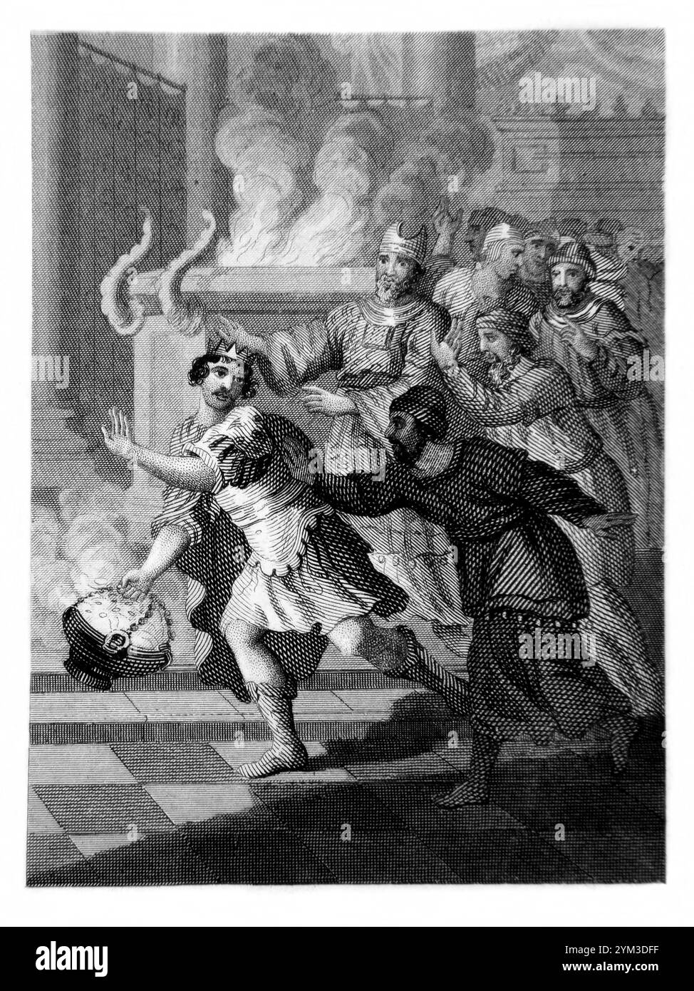 Steel Engraving of Uzziah Struck by Leprosy after Disobeying God (2 ...