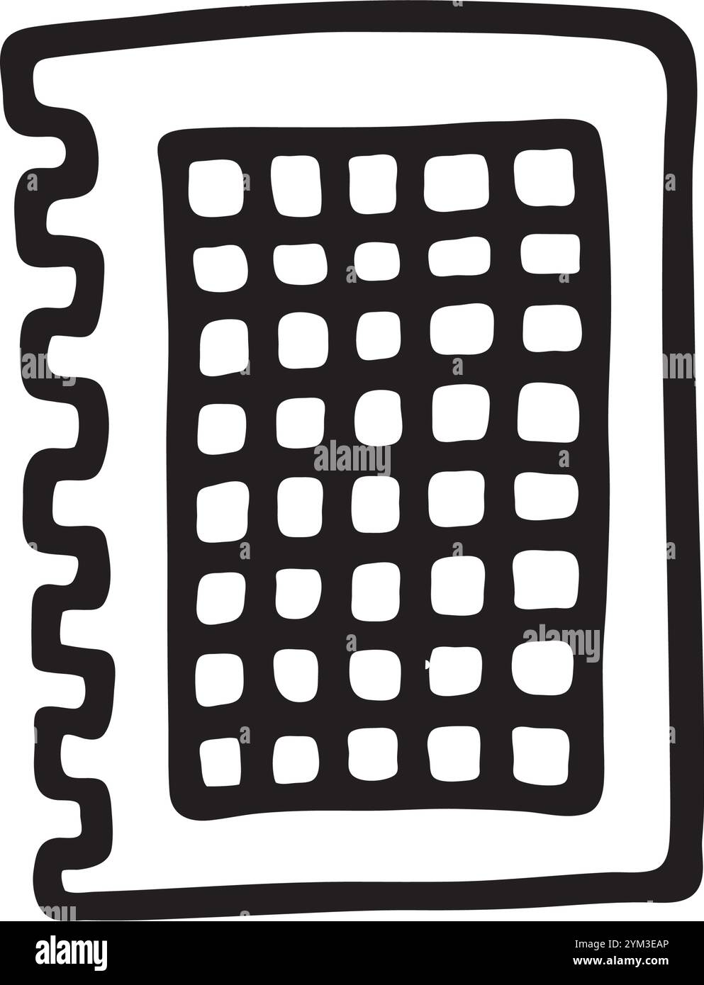 Doodle Paper Piece icon, torn squared graph paper. Line art style ...