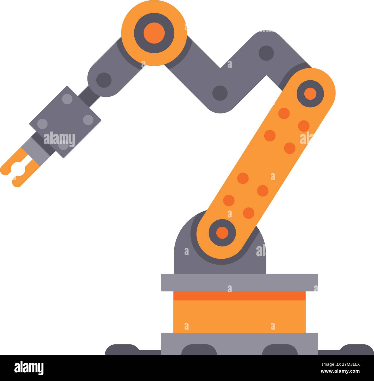 Modern Factory With An Orange And Grey Robotic Arm Showcasing Automation And Technology