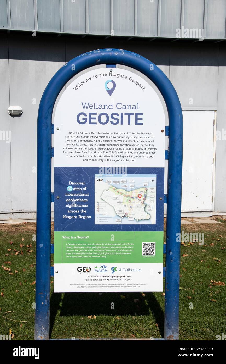 Geosite sign at St. Catharines Museum on Welland Canals Parkway in ...