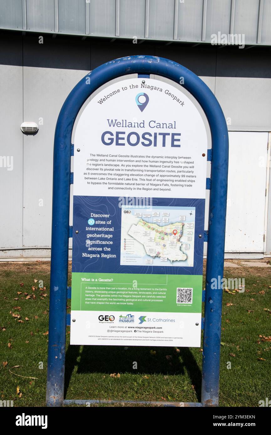 Geosite sign at St. Catharines Museum on Welland Canals Parkway in ...