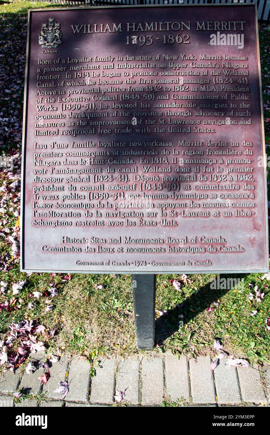 William Hamilton Merritt plaque at St. Catharines Museum on Welland ...