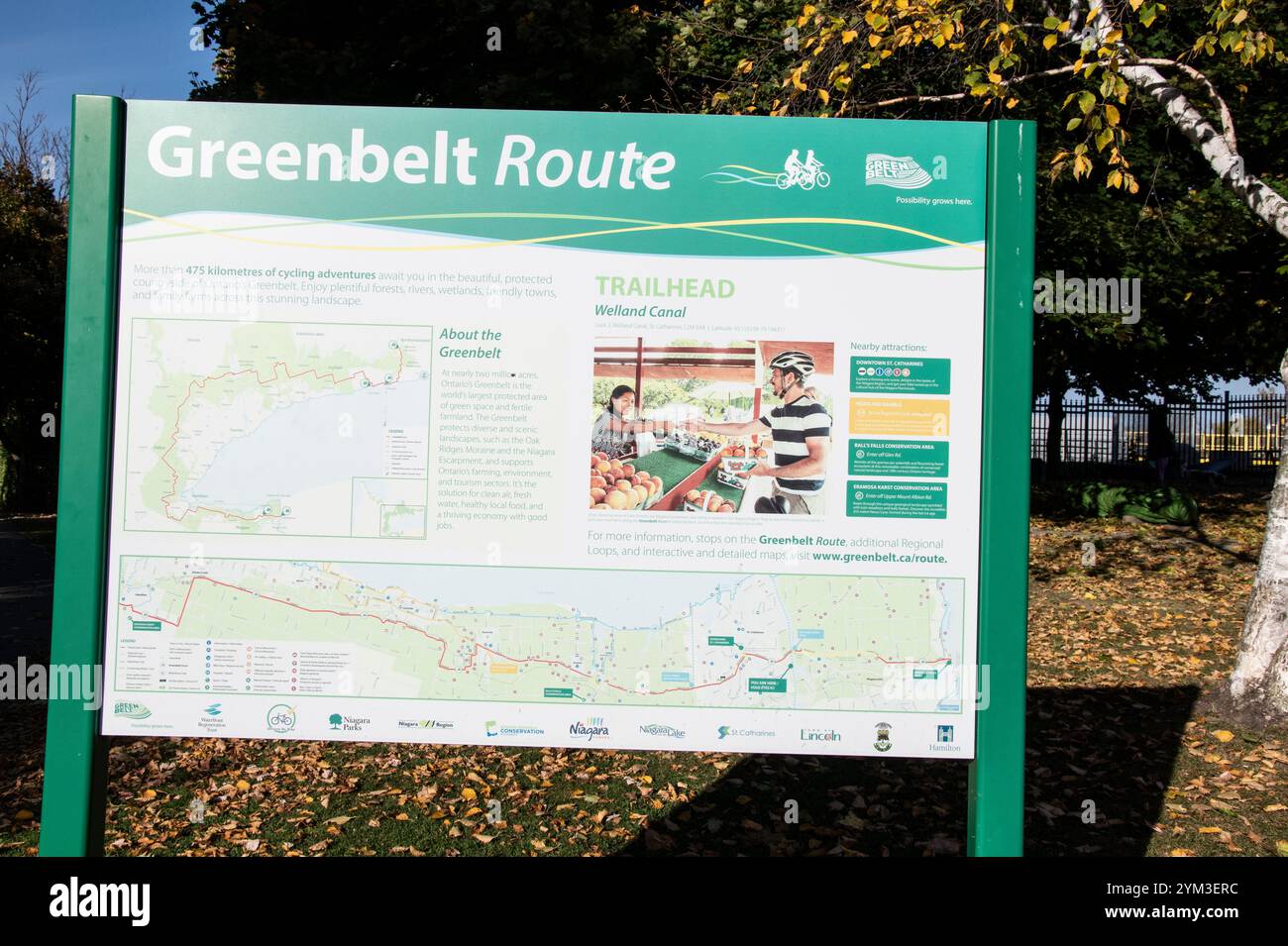 Greenbelt Route sign at Welland Canals Park in St. Catharines, Ontario ...