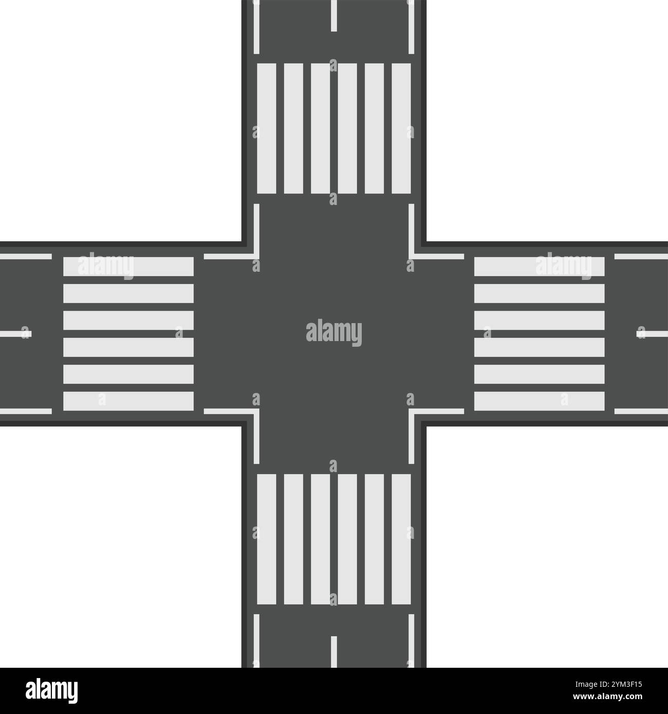 Busy city crossroads with four intersecting crosswalks, symbolizing ...