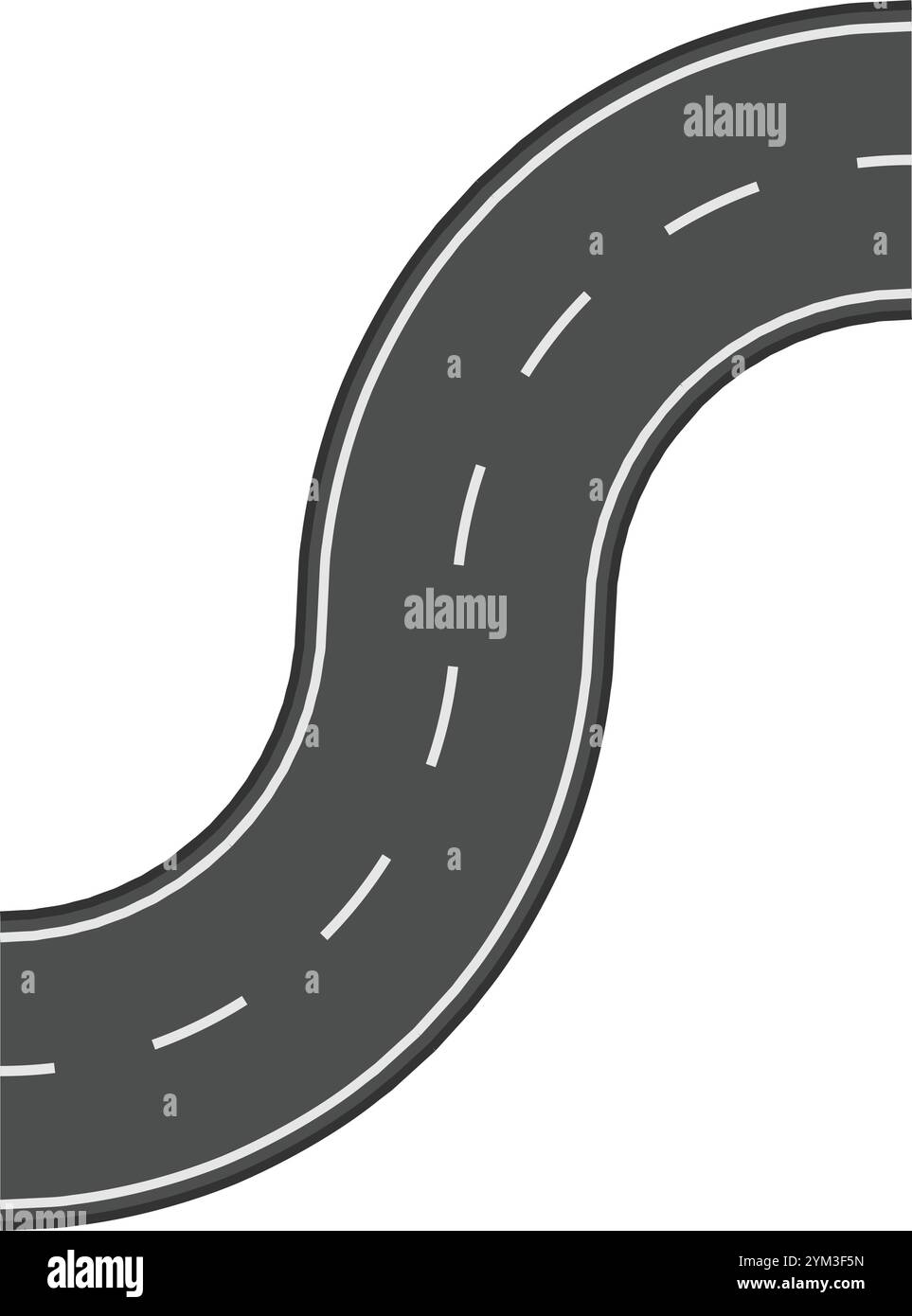 Winding road with dashed white lines extending into the distance ...