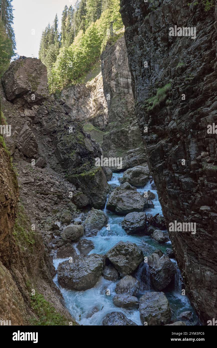 Alpine Gorge with Scenic Hiking Trail Along the Mountain Slope ...